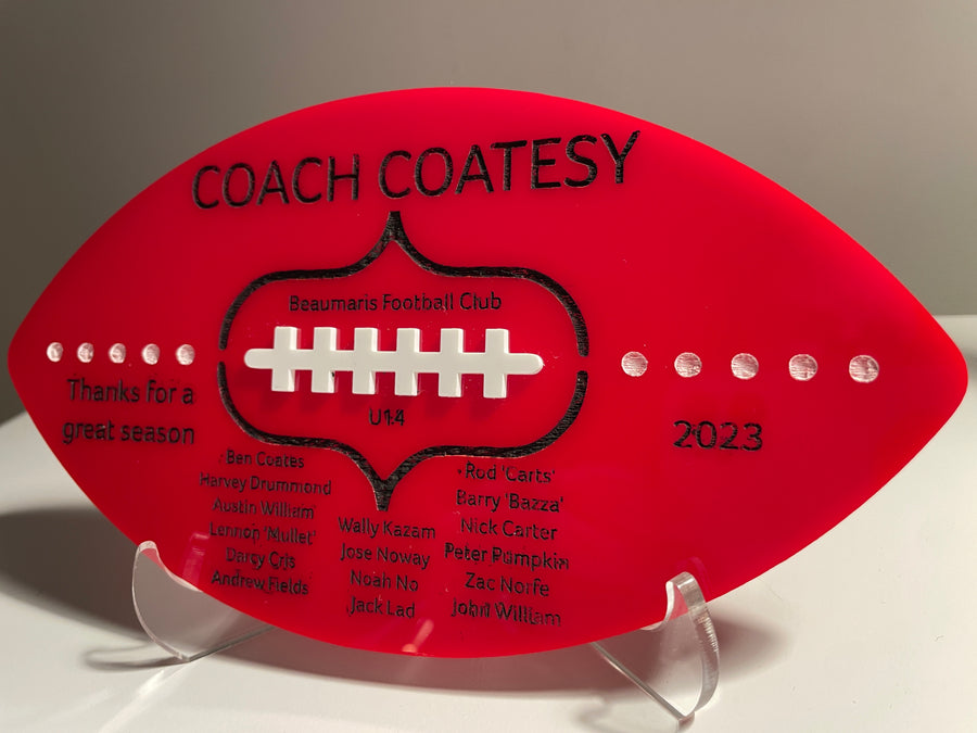 Footy Coach Appreciation Plaque – Emma Jae Custom Laser Designs