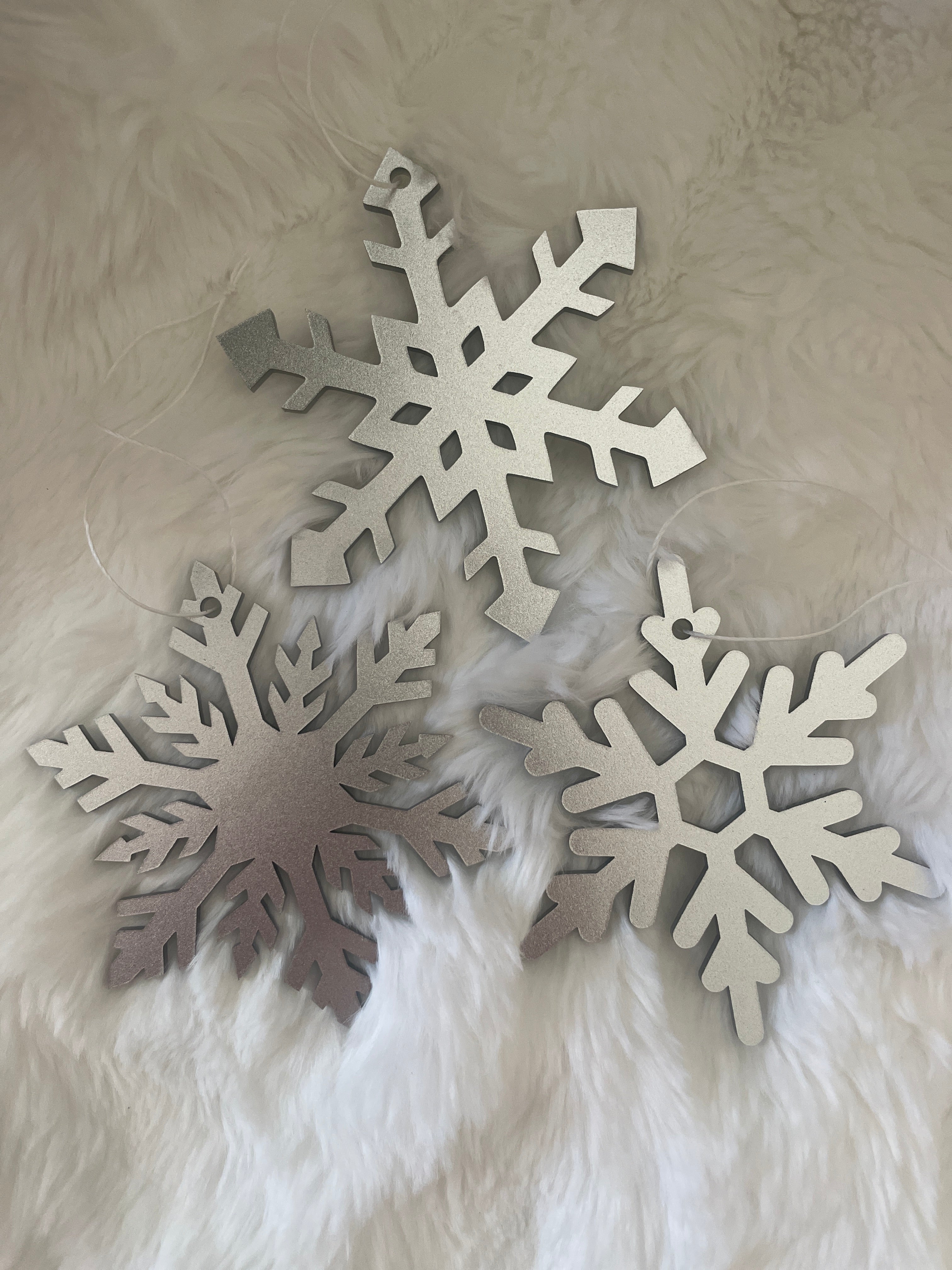 Silver Snowflake Trio – Acrylic Christmas Decorations – Emma Jae Custom ...