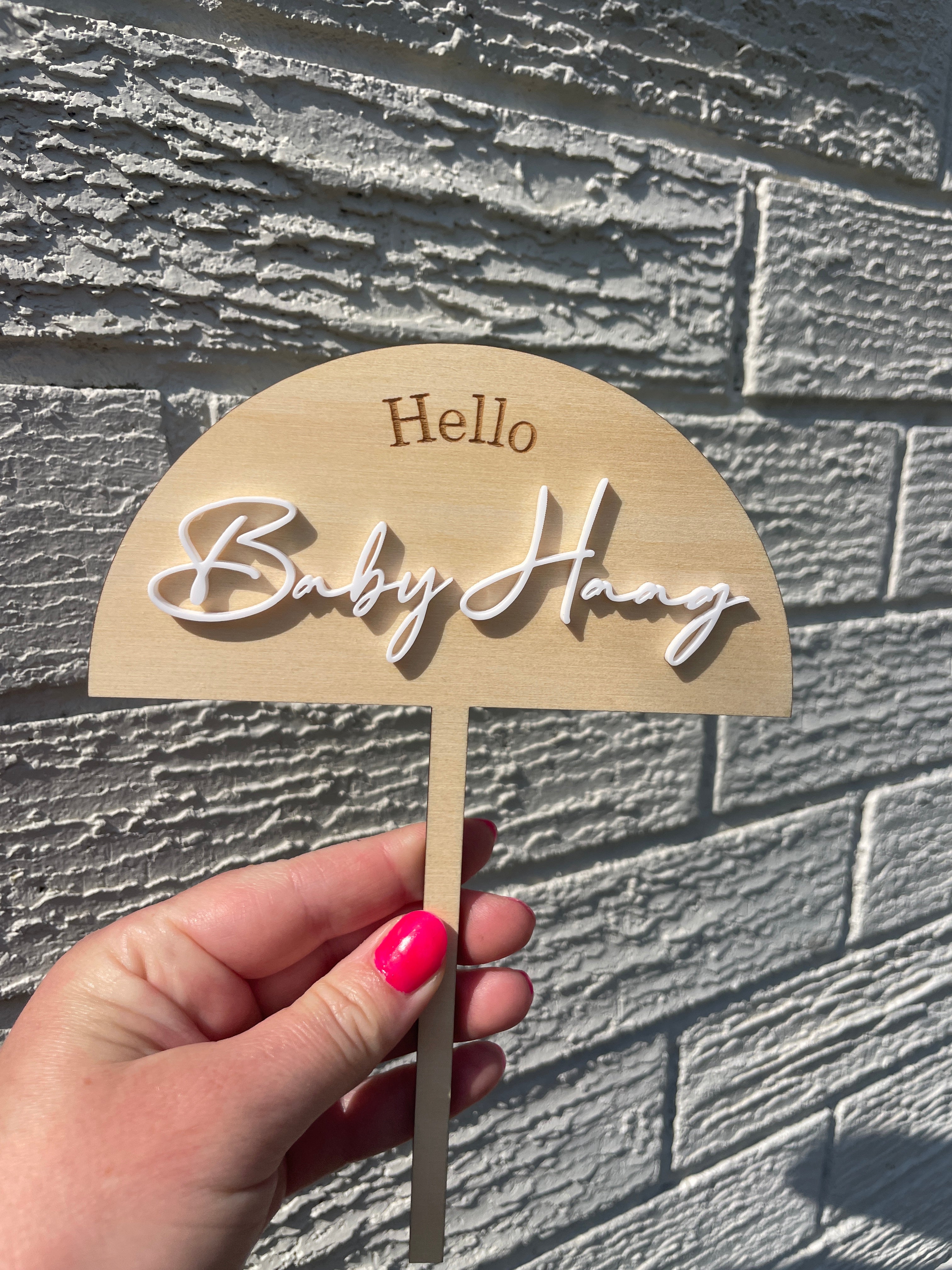 Hello Baby cake topper – Emma Jae Custom Laser Designs